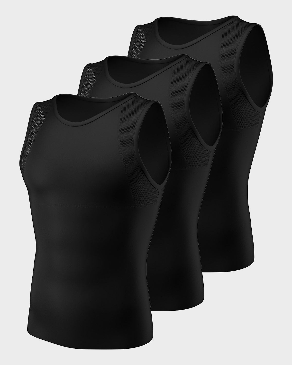 3-Pack Stretch Cotton Moderate Compression Shaper Tank with Mesh ...